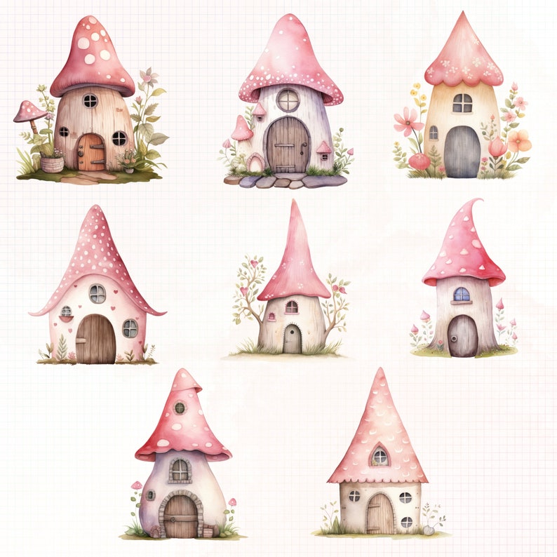 Watercolor Gnome House Png, Pink Fairy House Clipart, Fairy Garden ...