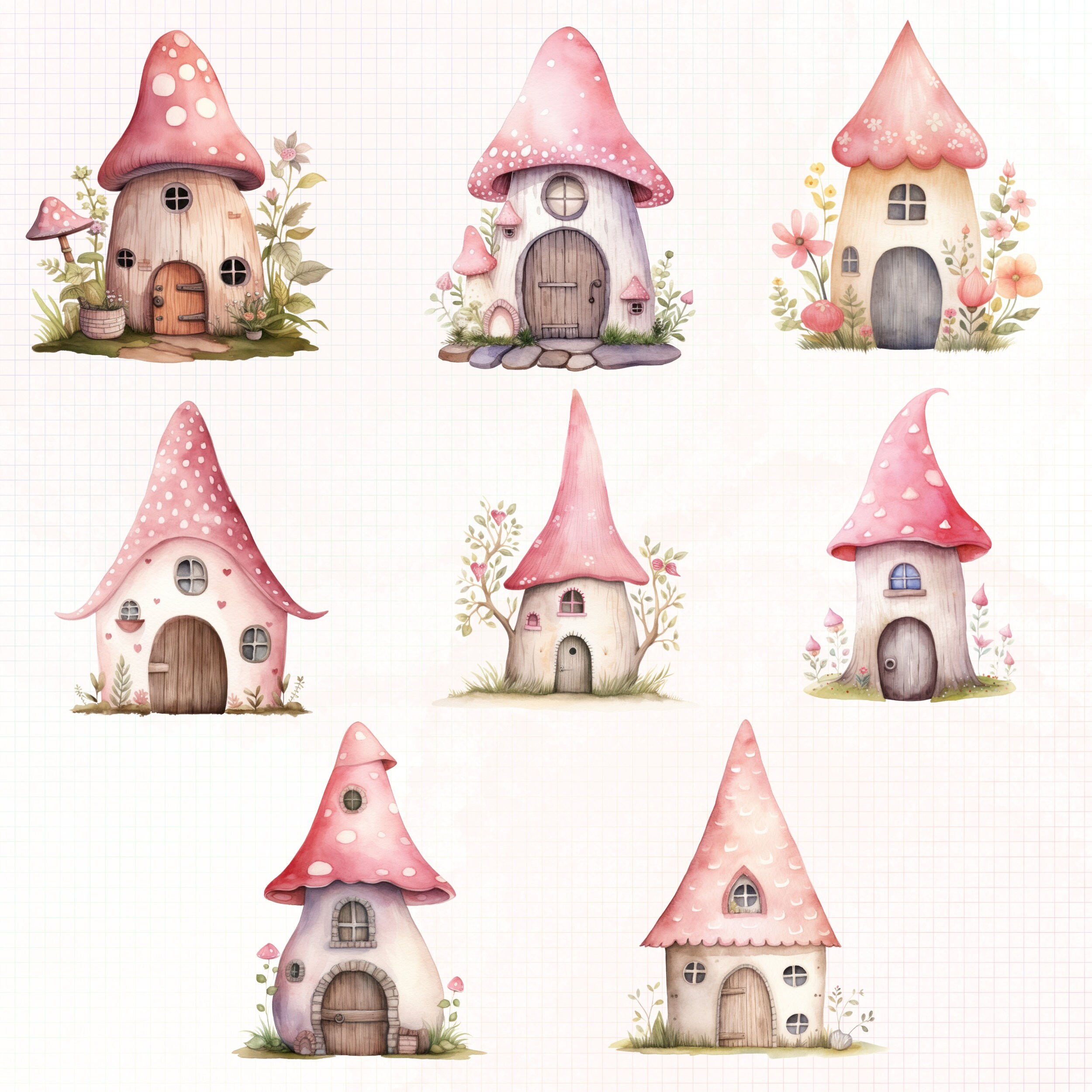 Watercolor Gnome House Png, Pink Fairy House Clipart, Fairy Garden ...
