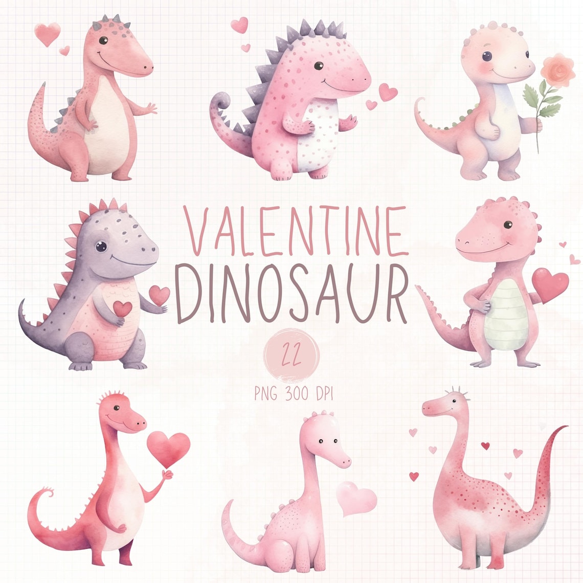 Dinosaur Valentine Png, Cute Dinosaurs Clipart, Watercolor Dinosaur ...