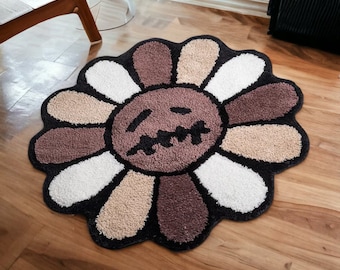 Novelty Smiley Face Flower Rugunique Home and Living - Etsy
