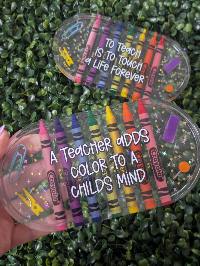Teacher Appreciation Gift, Resin Trinket Tray, Teacher Coaster, Crayon ...