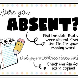 Absent Bin Template: Classroom Organization (PDF Print) - Etsy