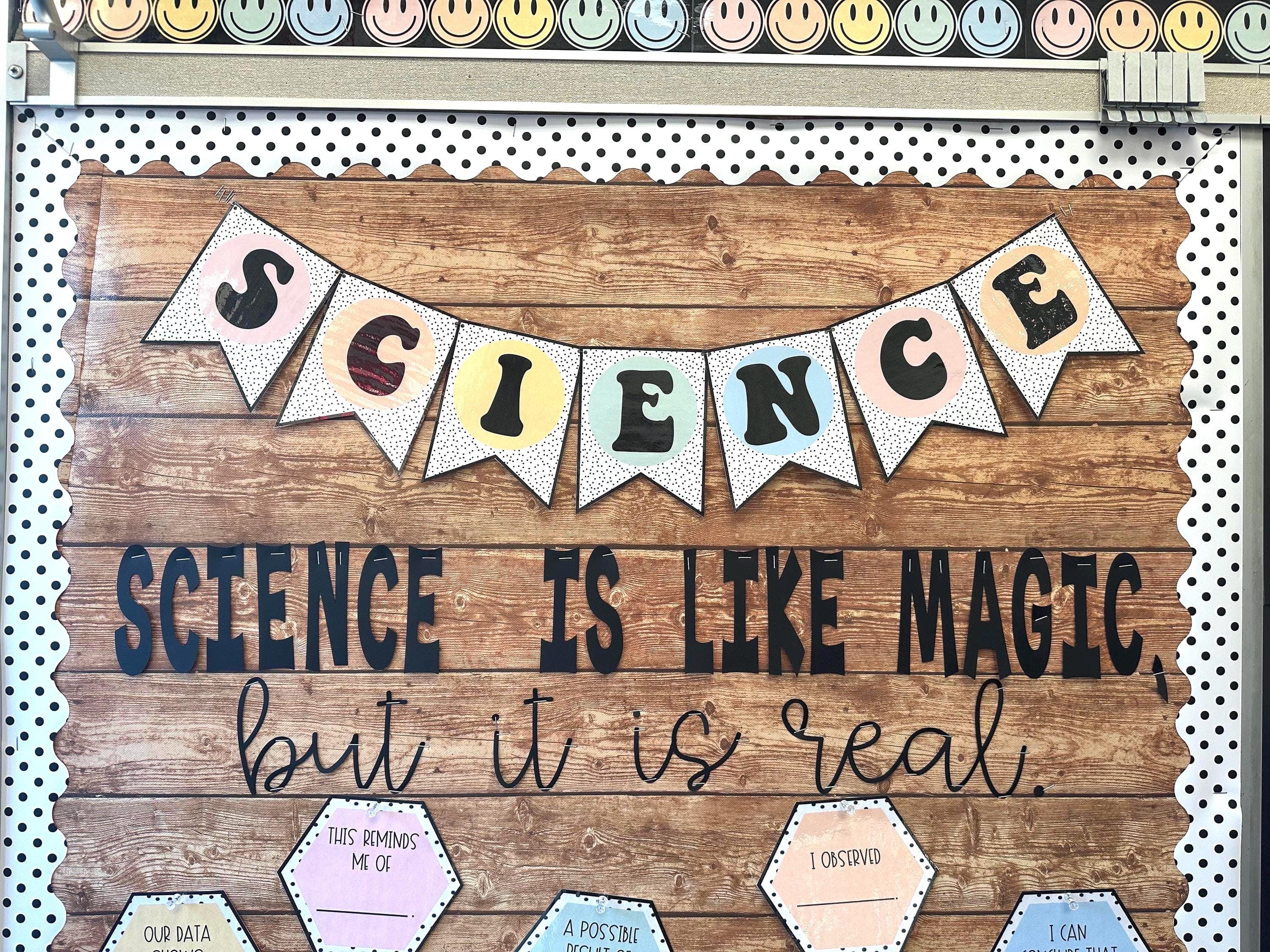 Science Classroom Bulletin Board: Sentence Starters for Observations ...