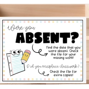 Absent Bin Template: Classroom Organization (PDF Print) - Etsy