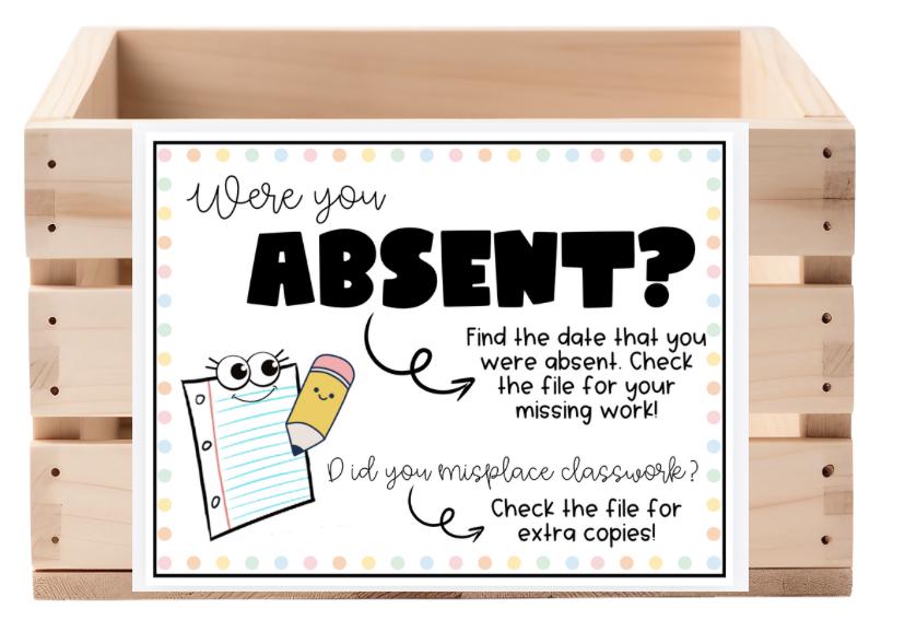 Absent Bin Template: Classroom Organization (PDF Print) - Etsy