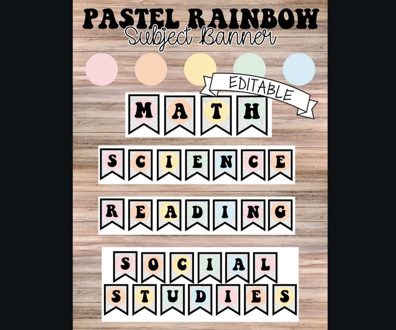 Classroom Decor Editable Canva Template Pastel Rainbow and Polka Dot ...