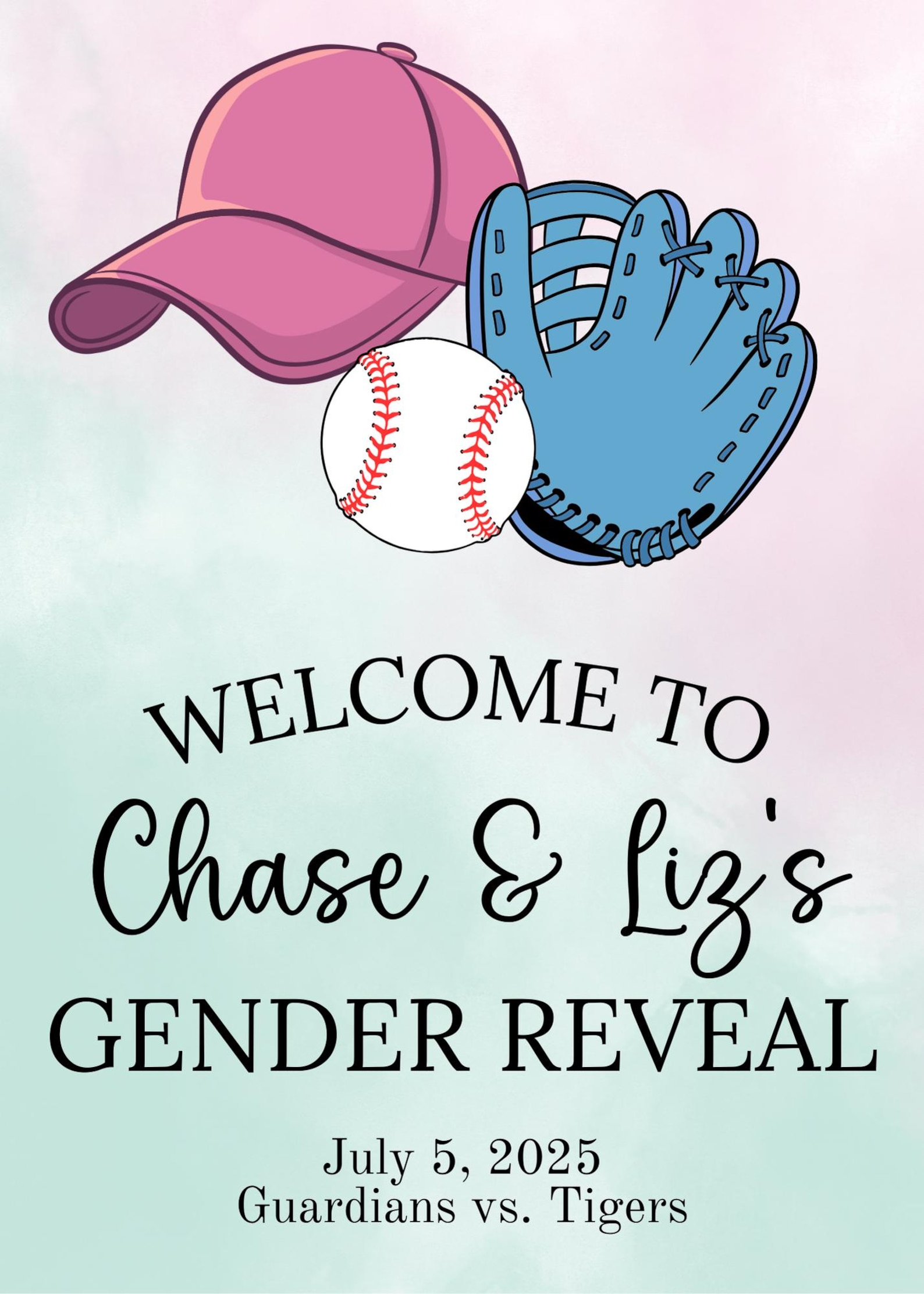 Baseball Themed Gender Reveal Party Bundle | Welcome Sign, Voting Cards ...