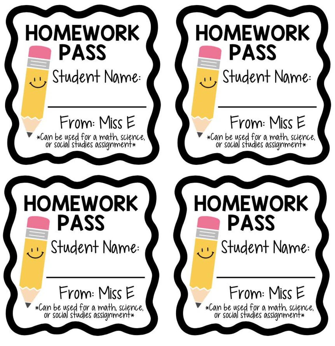 Homework Pass Canva Template | Editable & Customizable | Digital ...