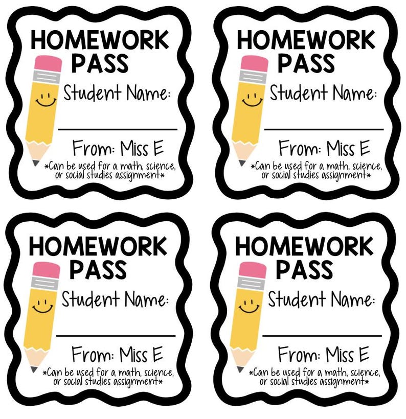 Homework Pass Canva Template | Editable & Customizable | Digital ...