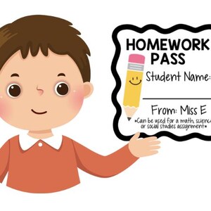 Editable Homework Pass Canva Template: Classroom Reward (digital ...