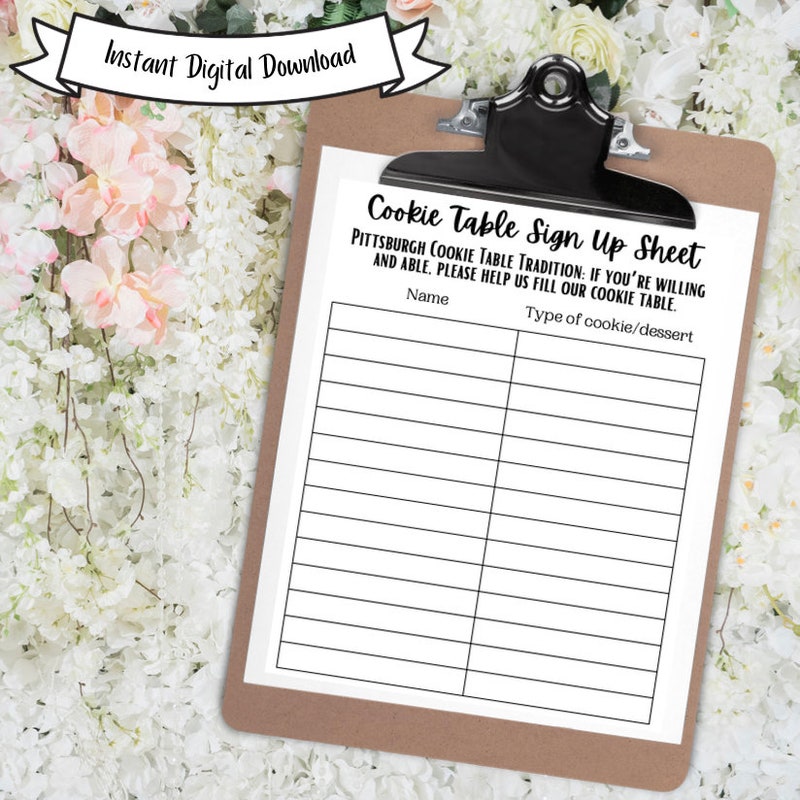 Cookie Sign up Sheet - Etsy