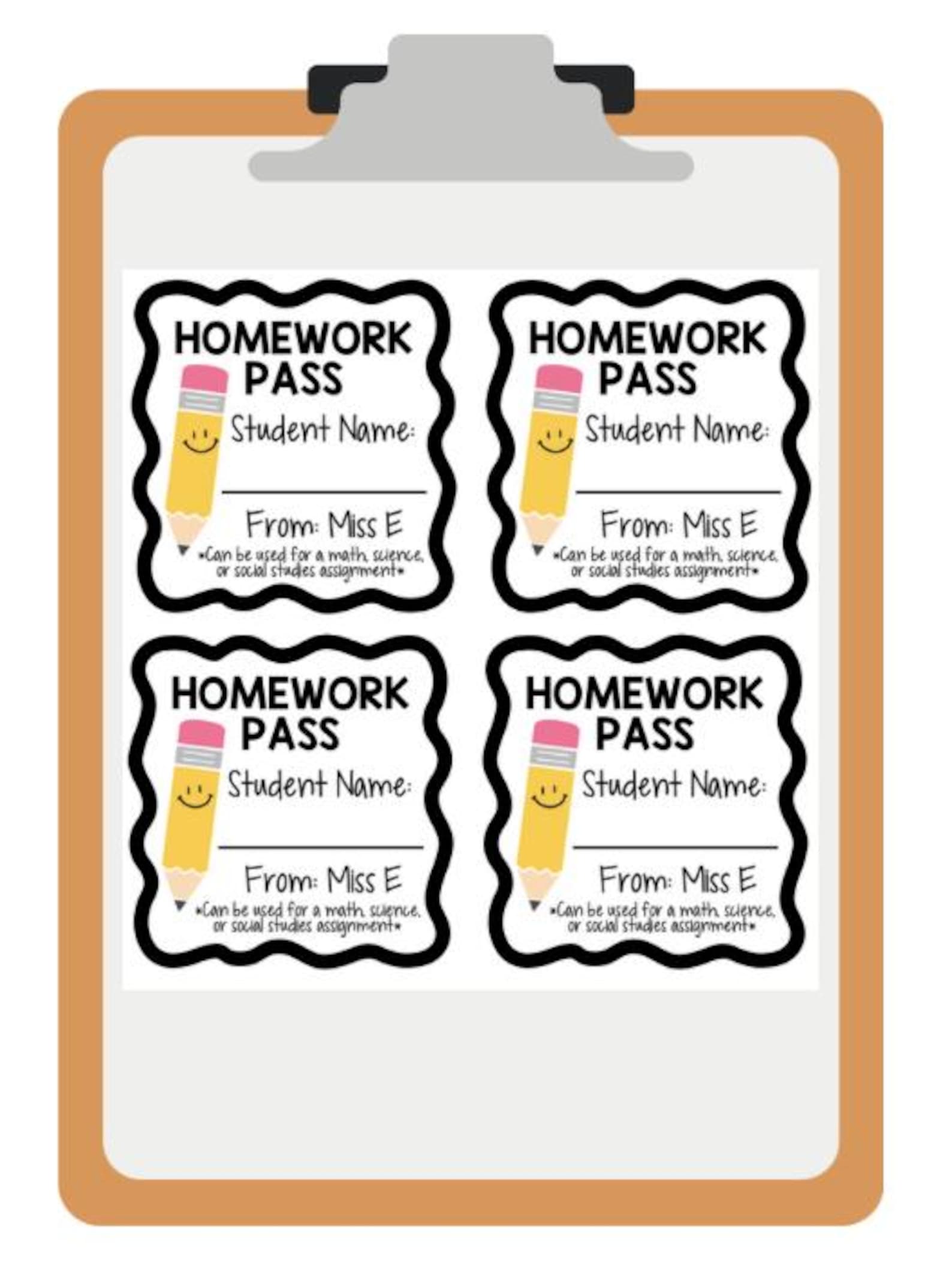 Homework Pass Canva Template | Editable & Customizable | Digital ...