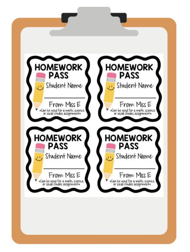 Homework Pass Canva Template | Editable & Customizable | Digital ...