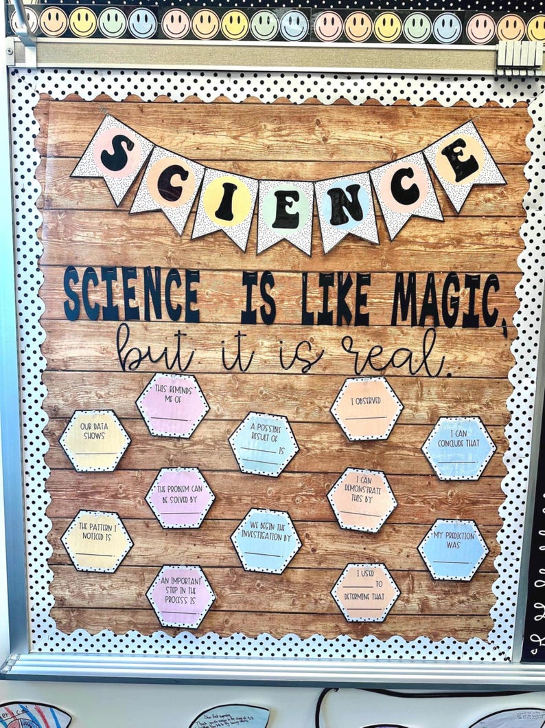 Science Classroom Bulletin Board: Sentence Starters for Observations ...