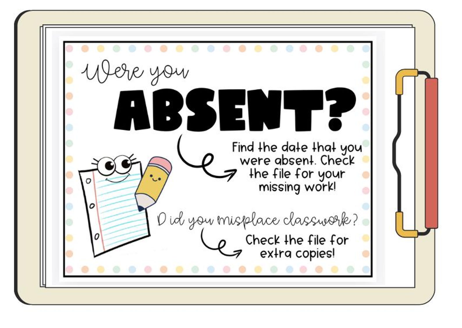 Absent Bin Template: Classroom Organization (PDF Print) - Etsy