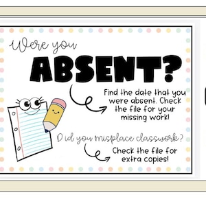 Absent Bin Template: Classroom Organization (PDF Print) - Etsy