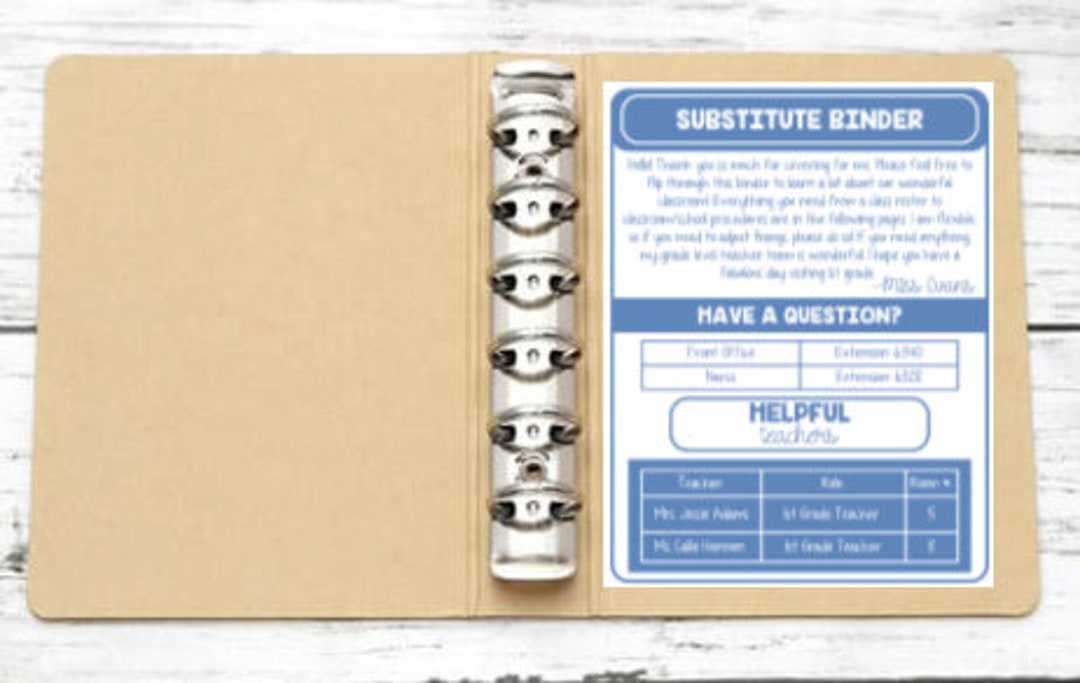 Substitute Teacher Binder Template | Completely Customizable | Cute ...