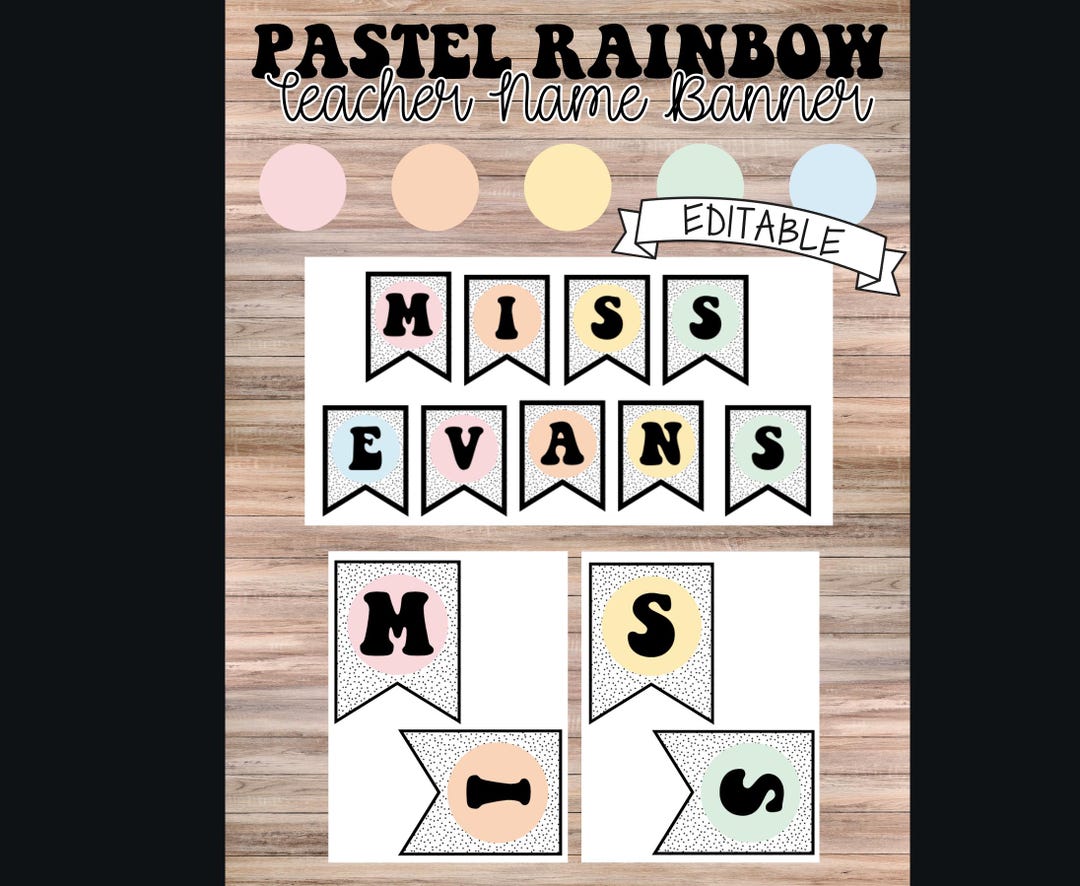 Classroom Decor | Editable Canva Template | Pastel Rainbow and Polka ...