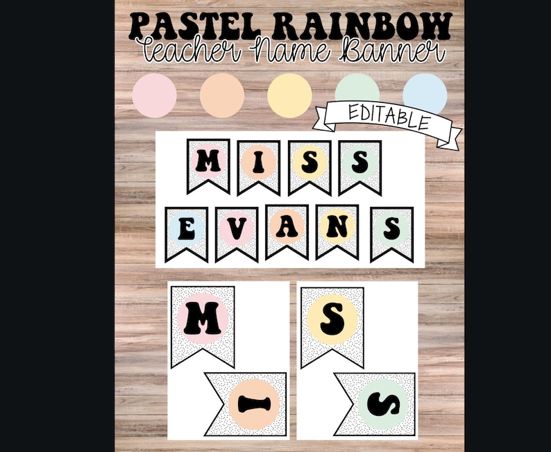 Classroom Decor | Editable Canva Template | Pastel Rainbow and Polka ...