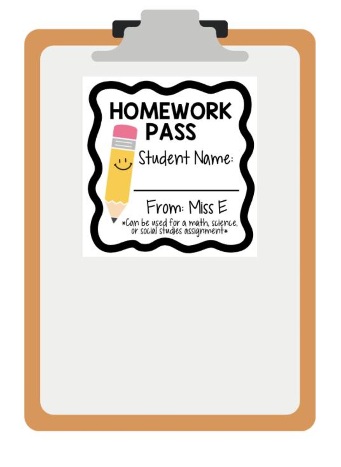 Homework Pass Canva Template | Editable & Customizable | Digital ...