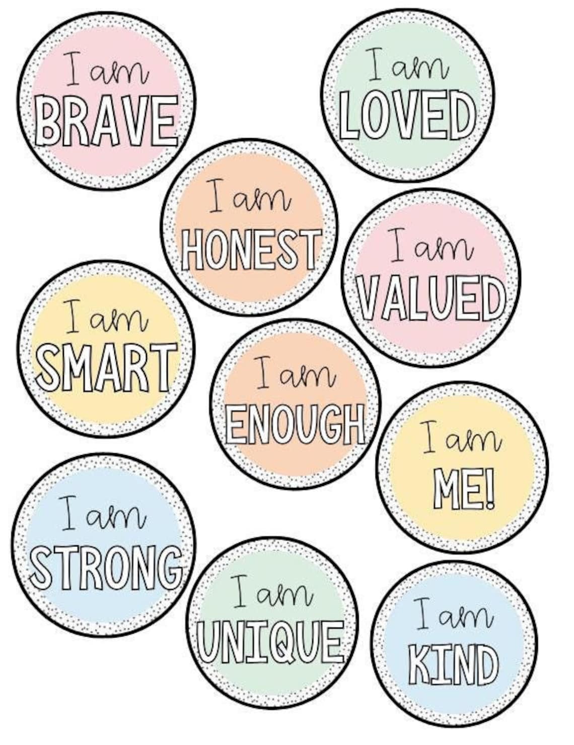 Affirmation Station | Polka Dot & Pastel Rainbow | Printable PDF ...