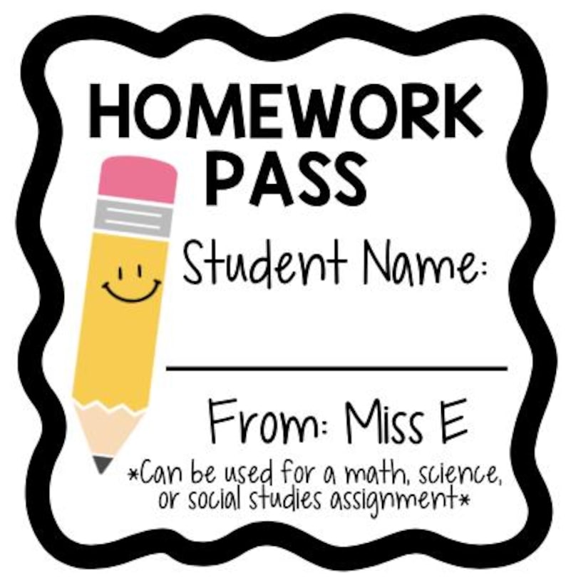 Homework Pass Canva Template | Editable & Customizable | Digital ...