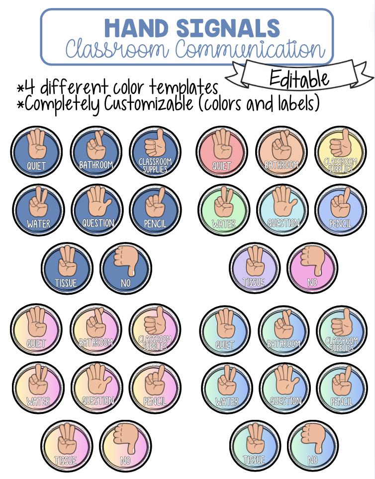 Hand Signals Classroom Communication | Teacher Classroom Management ...