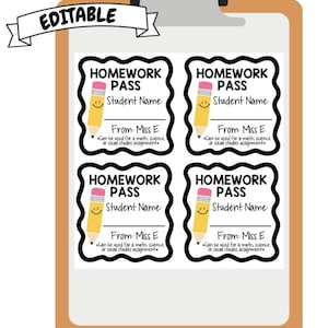 Homework Pass Canva Template | Editable & Customizable | Digital ...