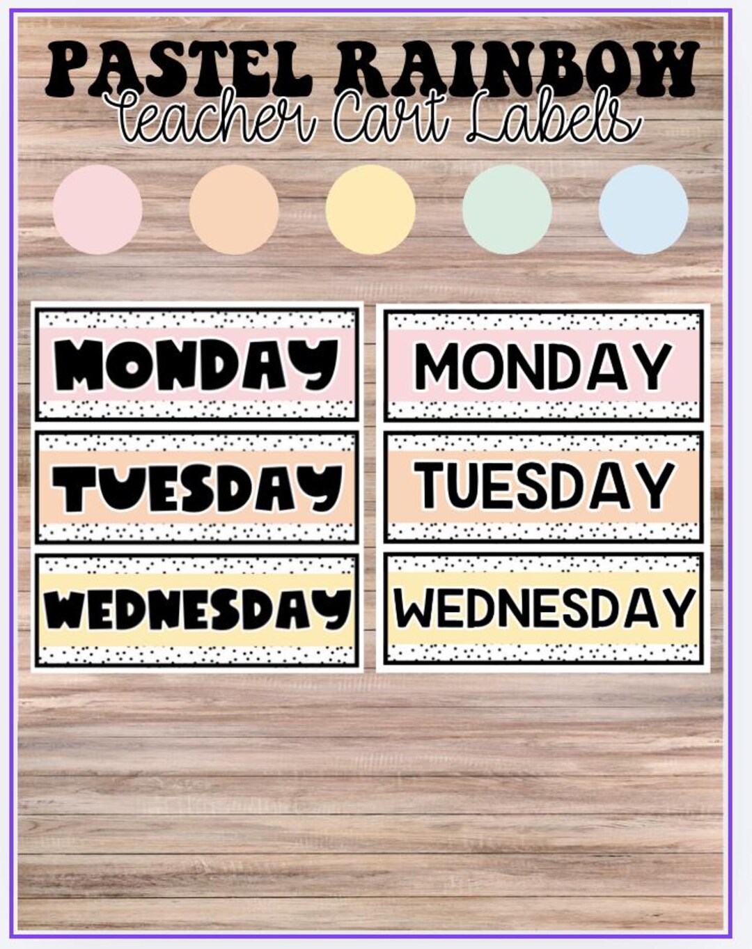 Pastel Rainbow Polka Dot 10-drawer Cart Labels | Editable Canva ...