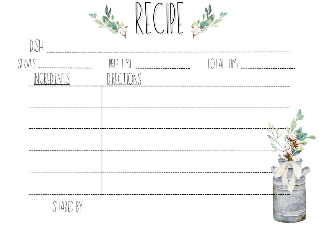 Farmhouse Recipe Cards - Etsy