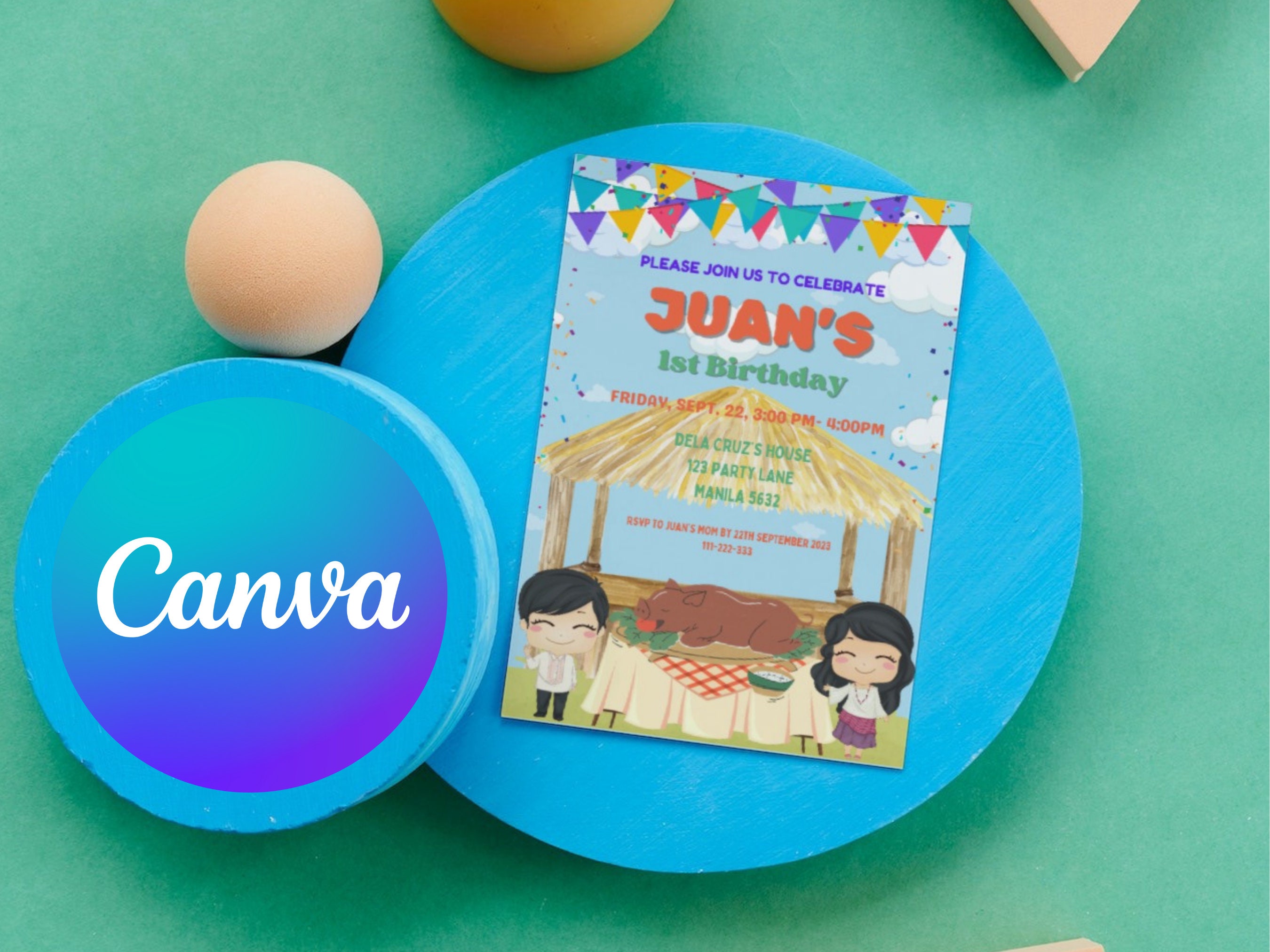 Editable Filipino Fiesta Theme Birthday Invitation | Canva | Filipino ...
