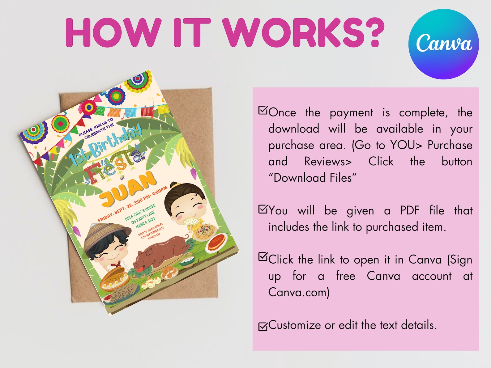 Editable Filipino Fiesta Theme Birthday Invitation | Canva | Filipino ...
