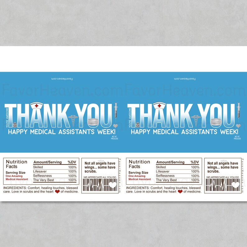 Medical Assistant Appreciation Bar Digital Download Candy Bar Wrapper ...