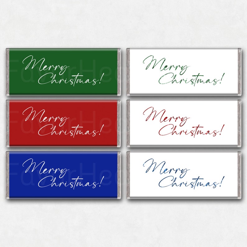 6 Digital Download Printable Christmas Gifts Red Green Blue Chocolate ...
