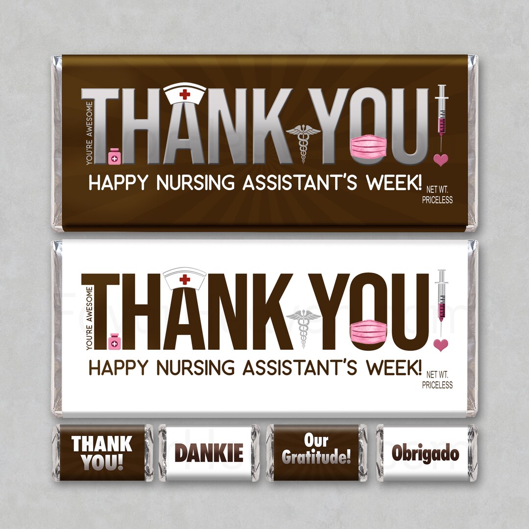 HNA Nursing Assistant Appreciation Bar Digital Download Candy Bar ...