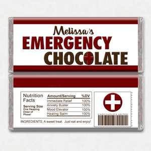 PERSONALIZED EMERGENCY CHOCOLATE Digital Download Printable Chocolate ...