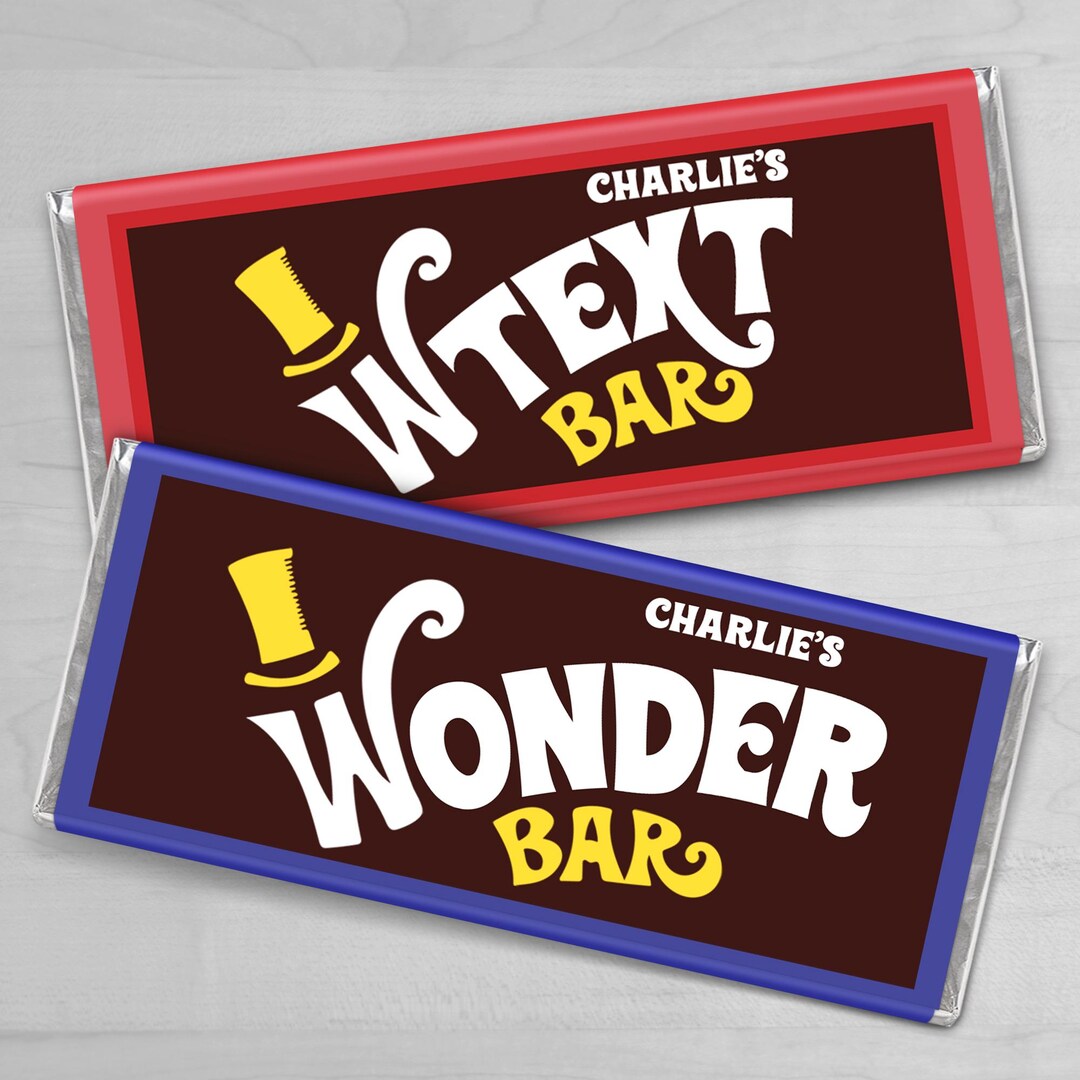 24 CUSTOM PERSONALIZED PRINTED Chocolate Wonka Bar Golden Ticket Candy ...