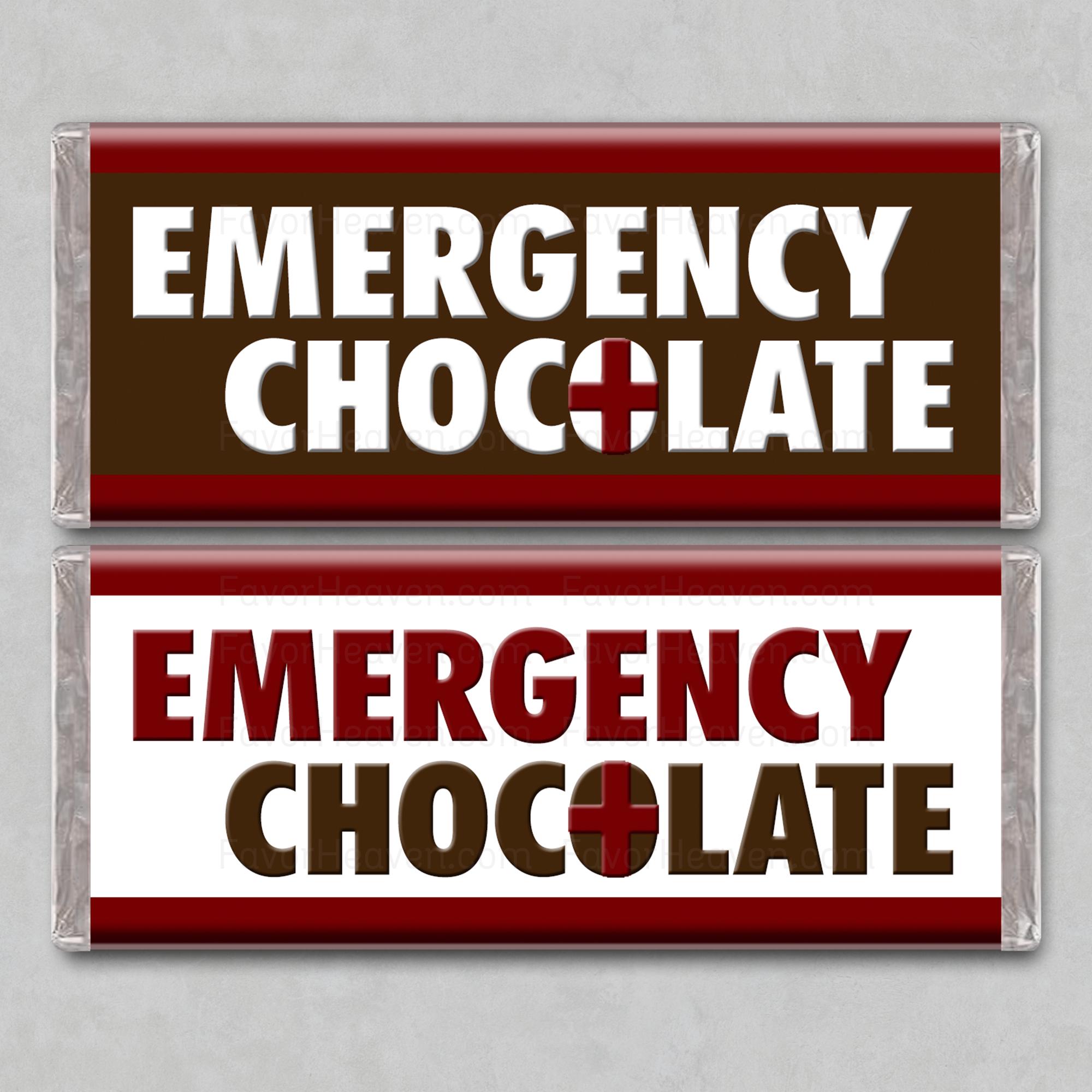 EMERGENCY CHOCOLATE Instant Download Printable Chocolate Candy Bar ...