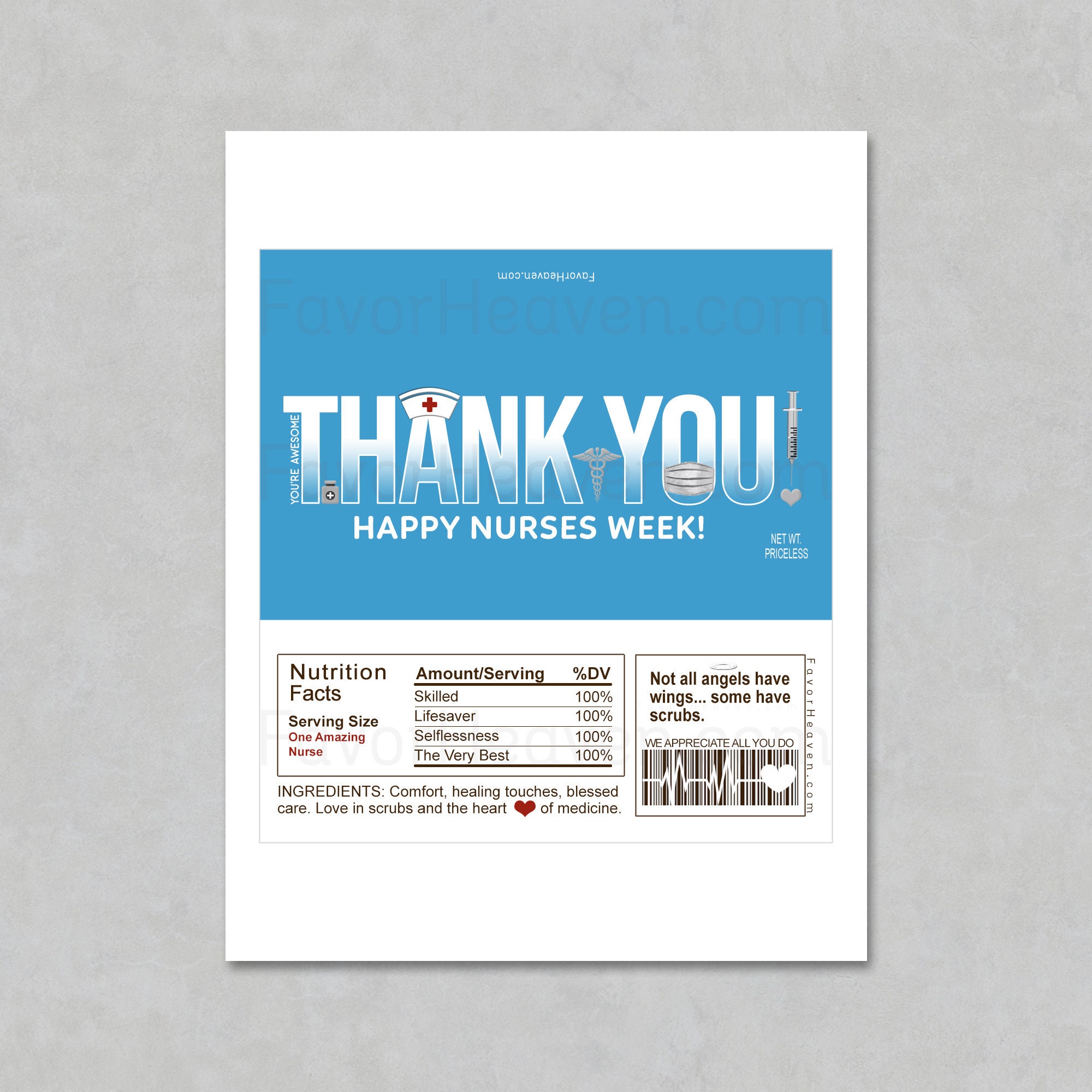 Happy Nurse Appreciation Week Thank You Digital Download Candy Bar ...