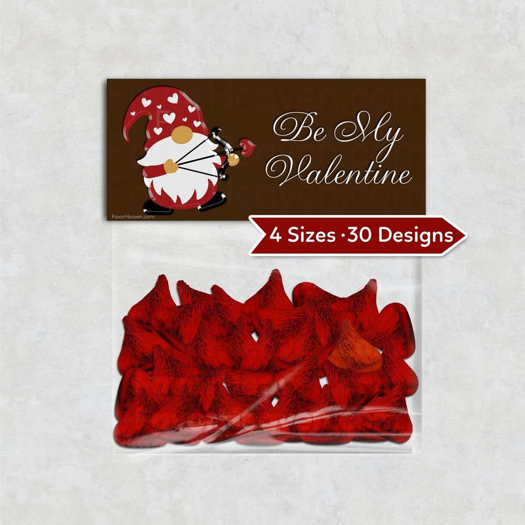 30 Valentine's Day Printable Tag, Treat Bag Topper, Candy Treat Tag ...