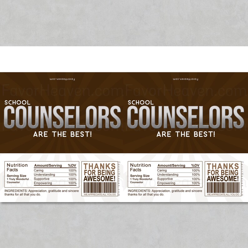 SCHOOL COUNSELOR THANK You Instant Download Printable Chocolate Candy ...