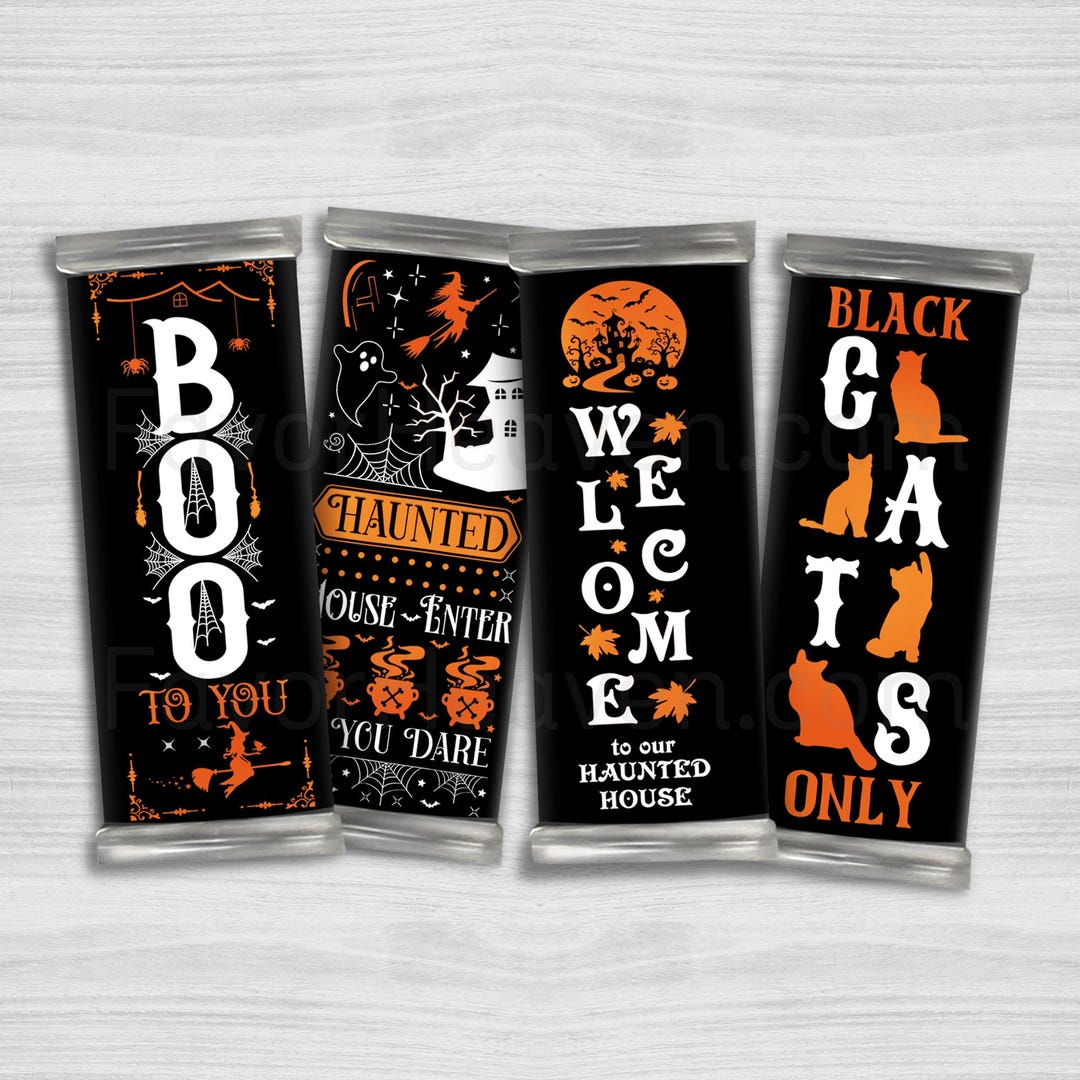 6 Digital Download Printable Halloween Chocolate Candy Bar Wrappers ...