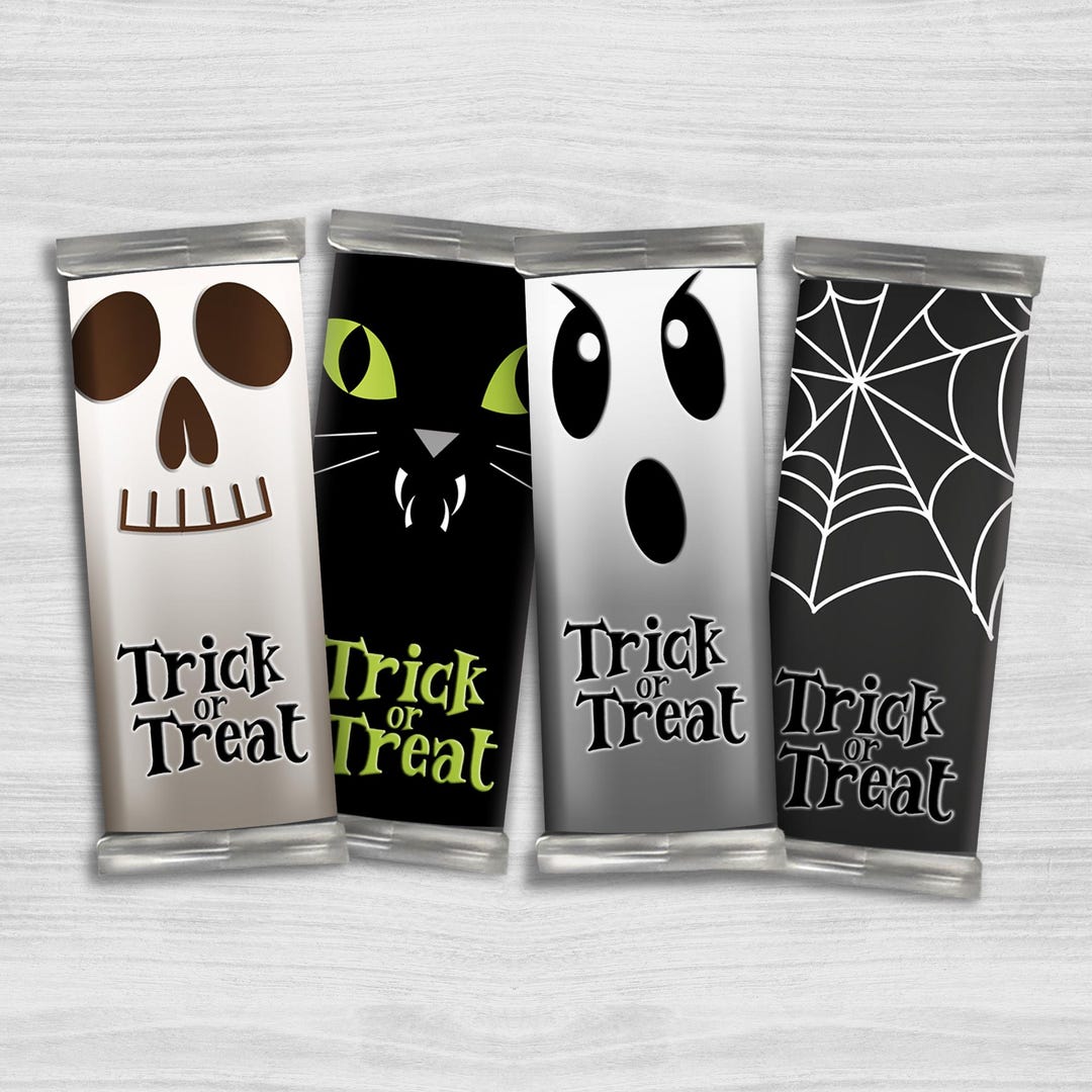 4 Digital Download Printable Halloween Chocolate Candy Bar Wrappers ...