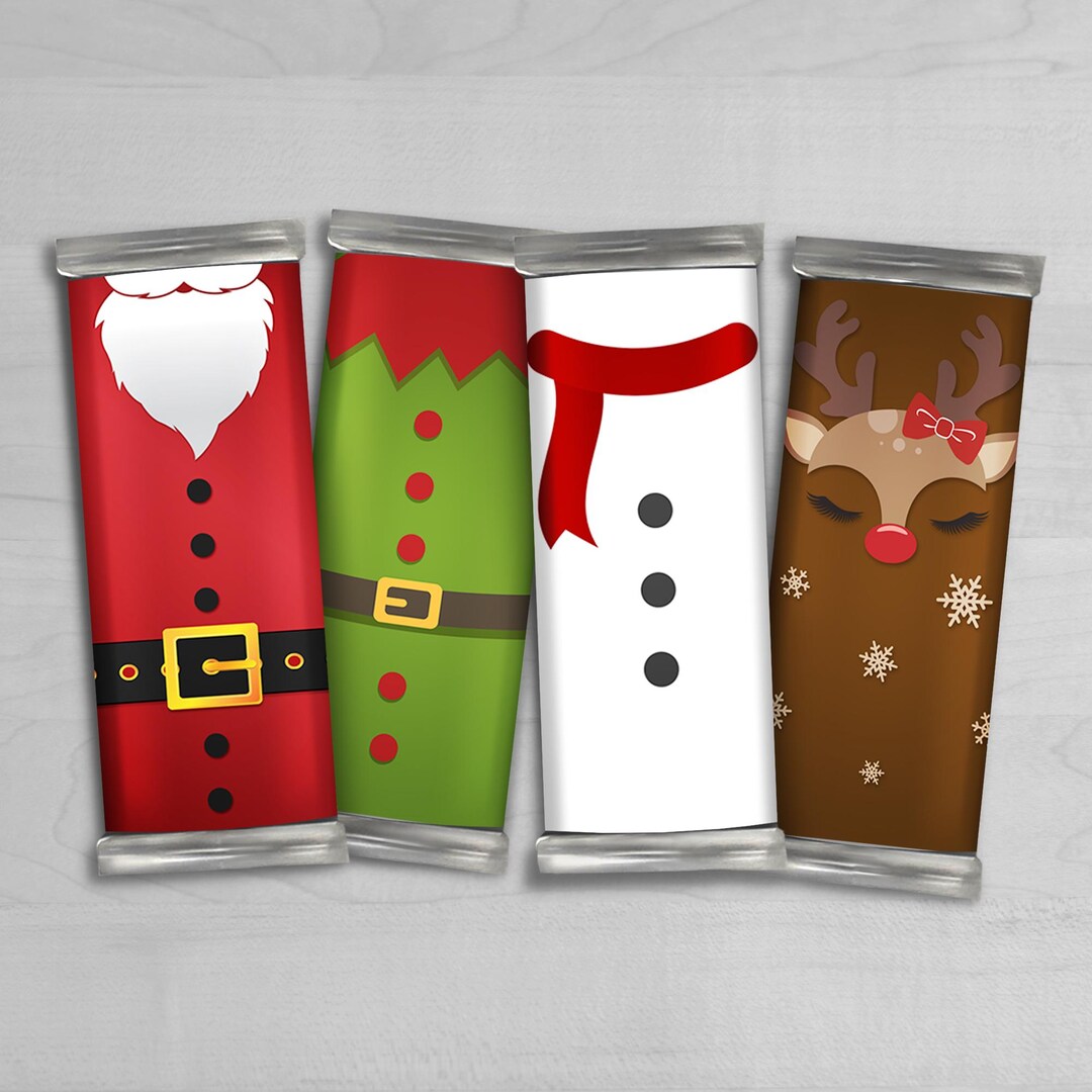 8 Digital Download Printable Christmas Santa Red Green Blue Santa's Bag ...