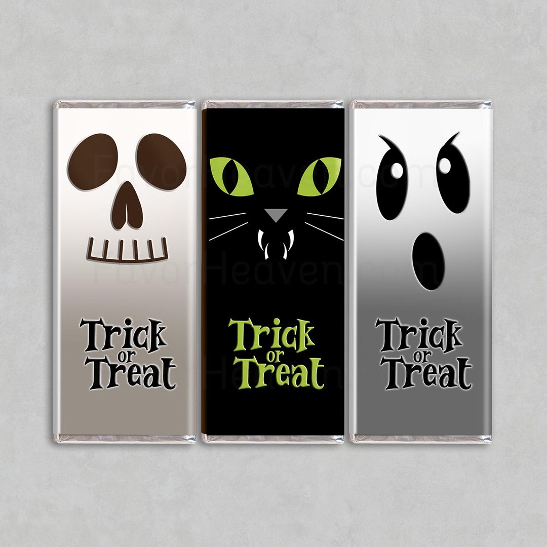 4 Digital Download Printable Halloween Chocolate Candy Bar Wrappers ...