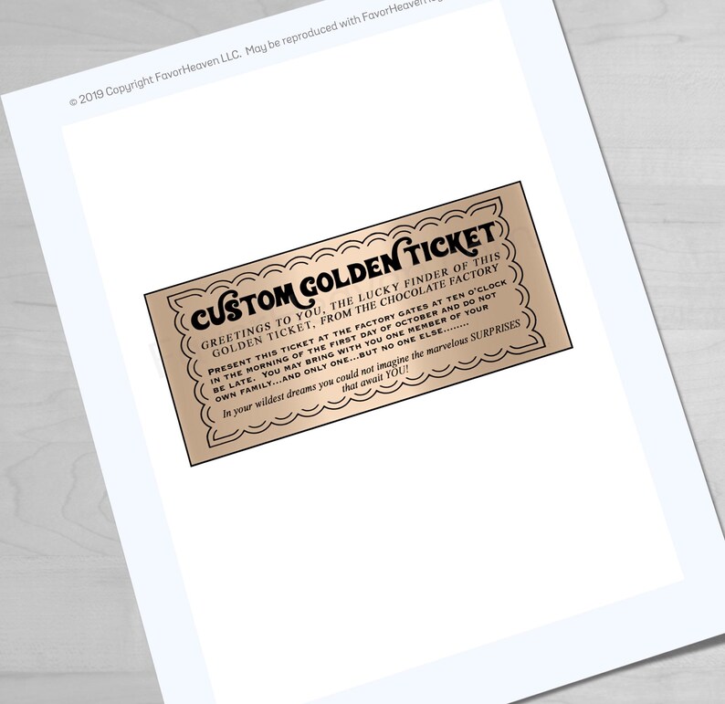 CUSTOM PERSONALIZED DIGITAL Printable Willy Wonka Golden Ticket for ...