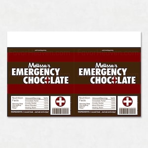 PERSONALIZED EMERGENCY CHOCOLATE Digital Download Printable Chocolate ...