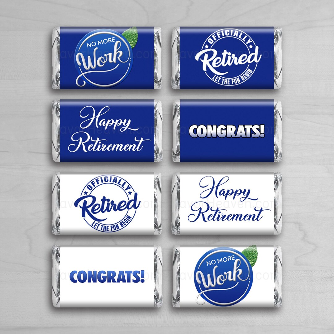 PRINTED Miniature Candy Bar Wrappers | RETIREMENT | Gift | Party Favors ...