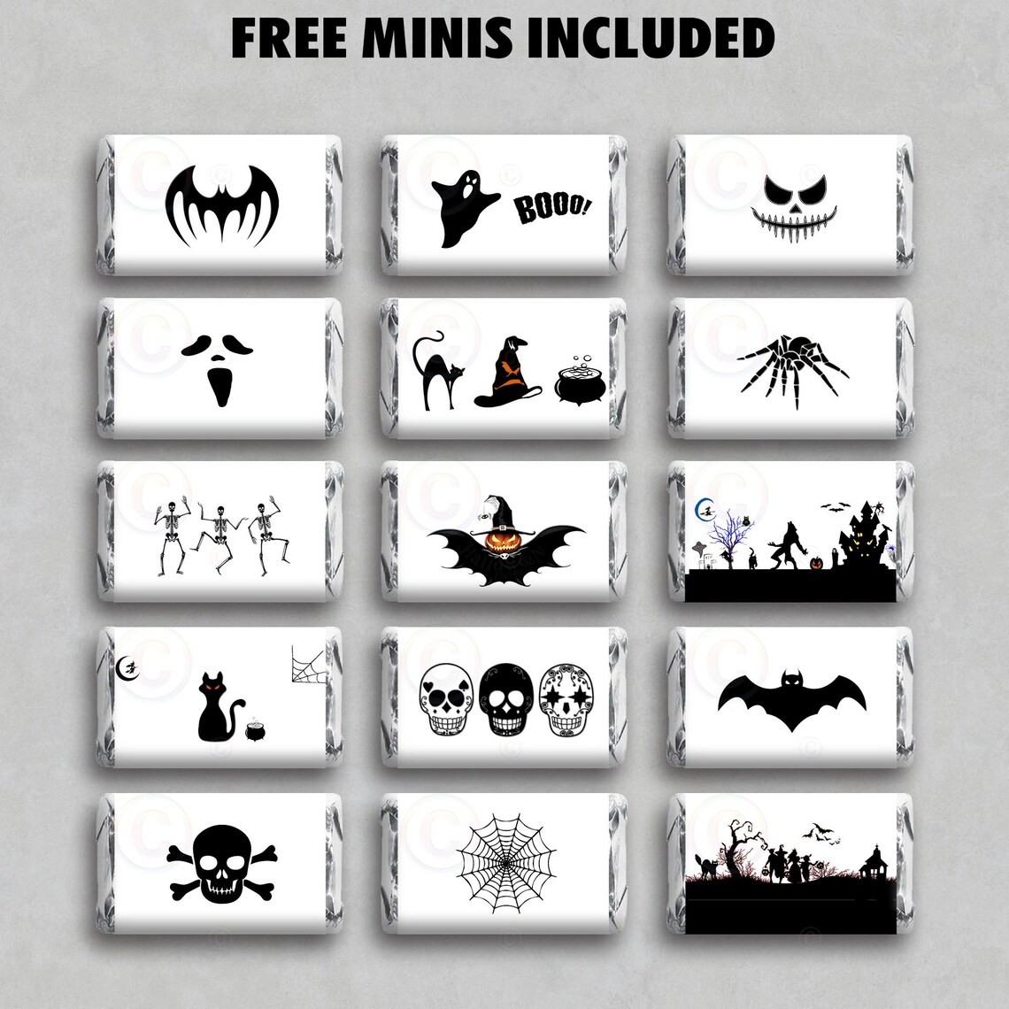 4 Digital Download Printable Halloween Chocolate Candy Bar Wrappers ...