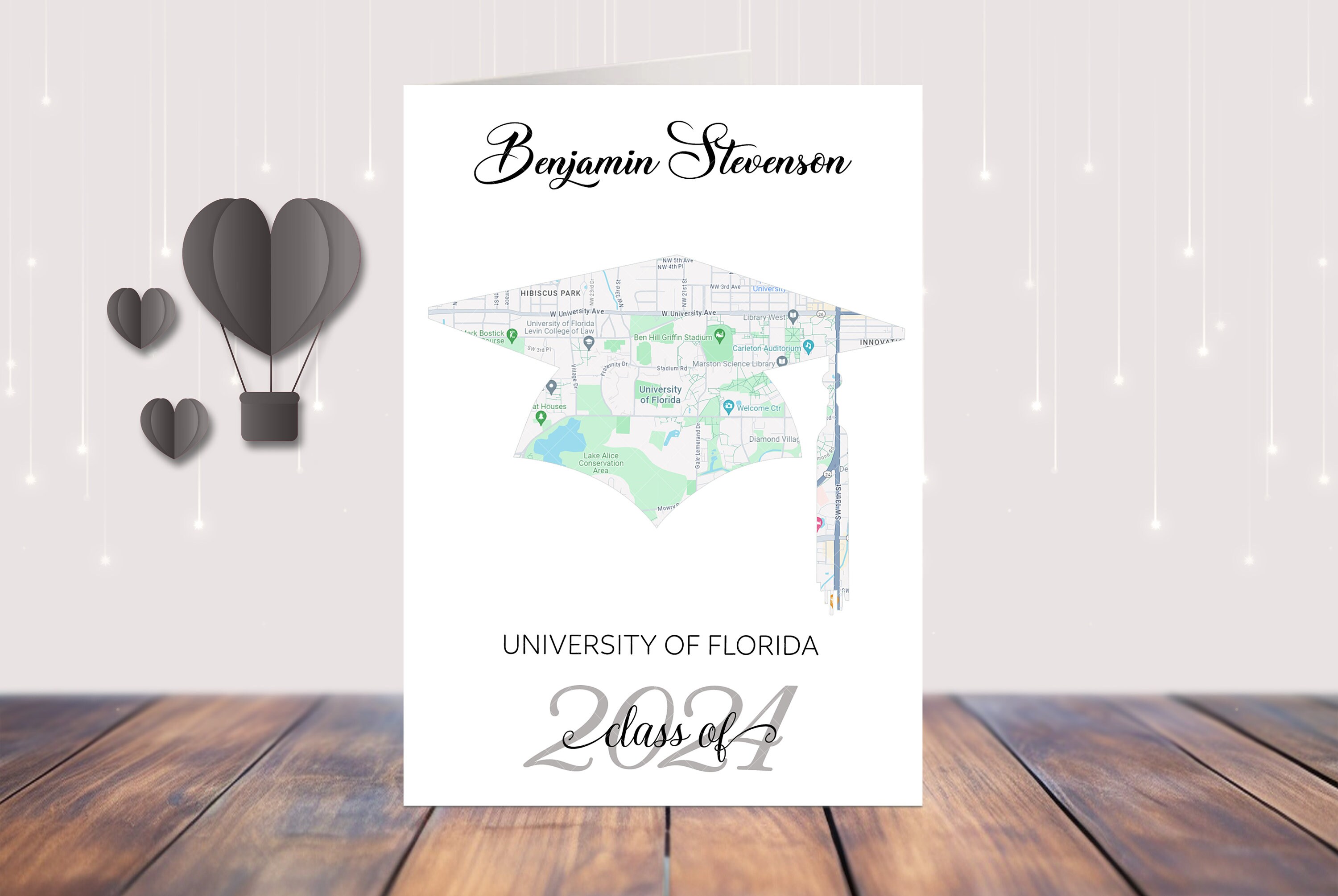 PRINTED Graduation 2024 Custom Geography Map Card Personalized ...